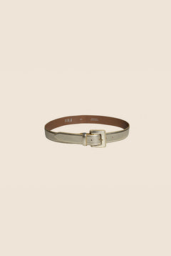 Wide leather belt with soft gold buckle and eyelet detailing | K&J ...
